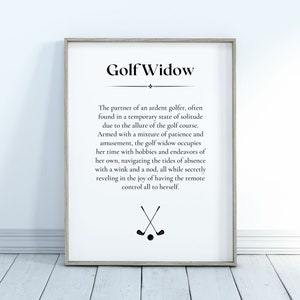 Golf Widow Definition Printable - Instant Download Wall Art for Home ...