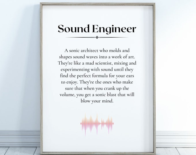 Sound Engineer Definition Printable | Studio Life Art | Audio Pro Gift ...