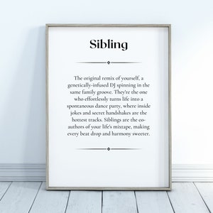 Sibling Definition Printable | Family Wall Art | Brother Sister Quote ...