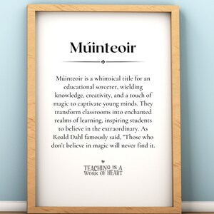Muinteoir Definition Printable | Teacher Gift | Irish Teacher ...