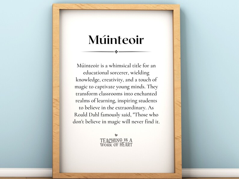 Muinteoir Definition Printable | Teacher Gift | Irish Teacher ...