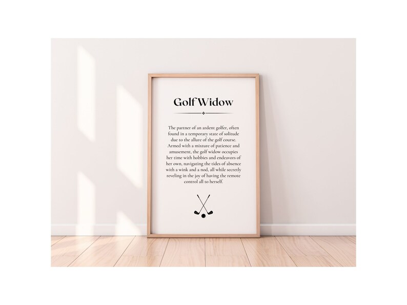 Golf Widow Definition Printable - Instant Download Wall Art for Home ...