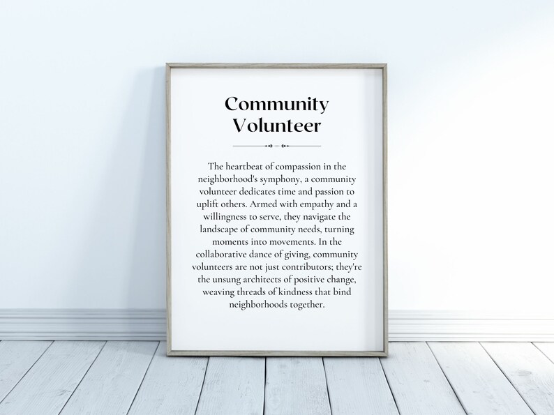 Community Volunteer Definition Printable Thoughtful Wall Art Instant ...