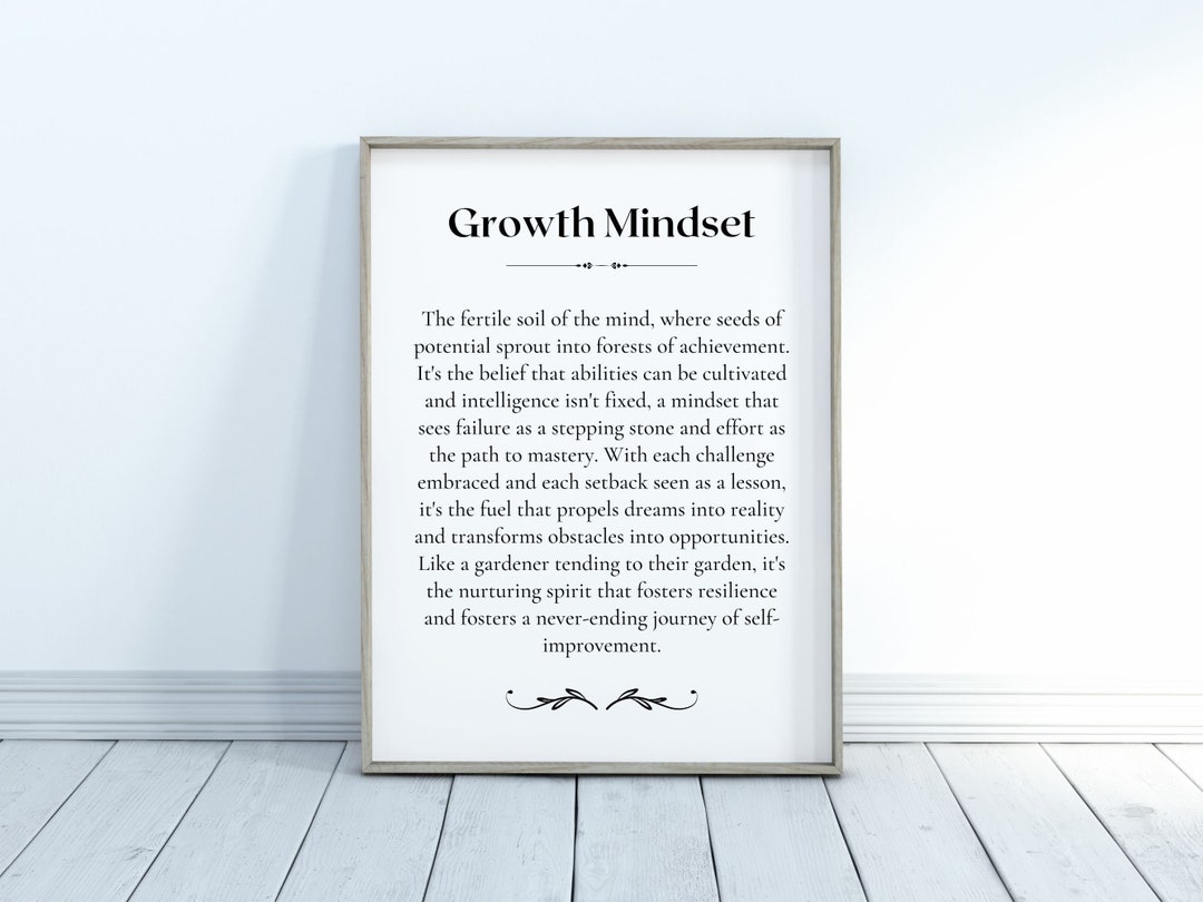 Growth Mindset Definition Printable Inspiring Typography Wall Art for ...
