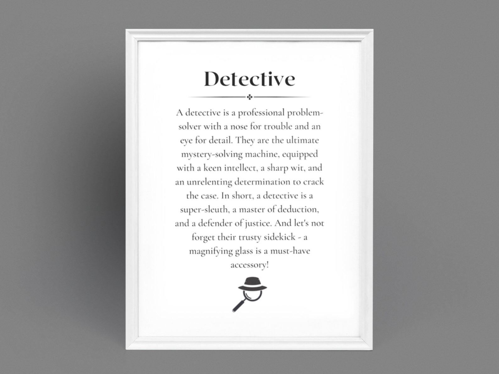 Detective Definition Printable | Detective Gift | Gift for a Detective ...