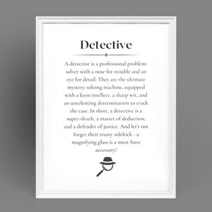 Detective Definition Printable | Detective Gift | Gift for a Detective ...