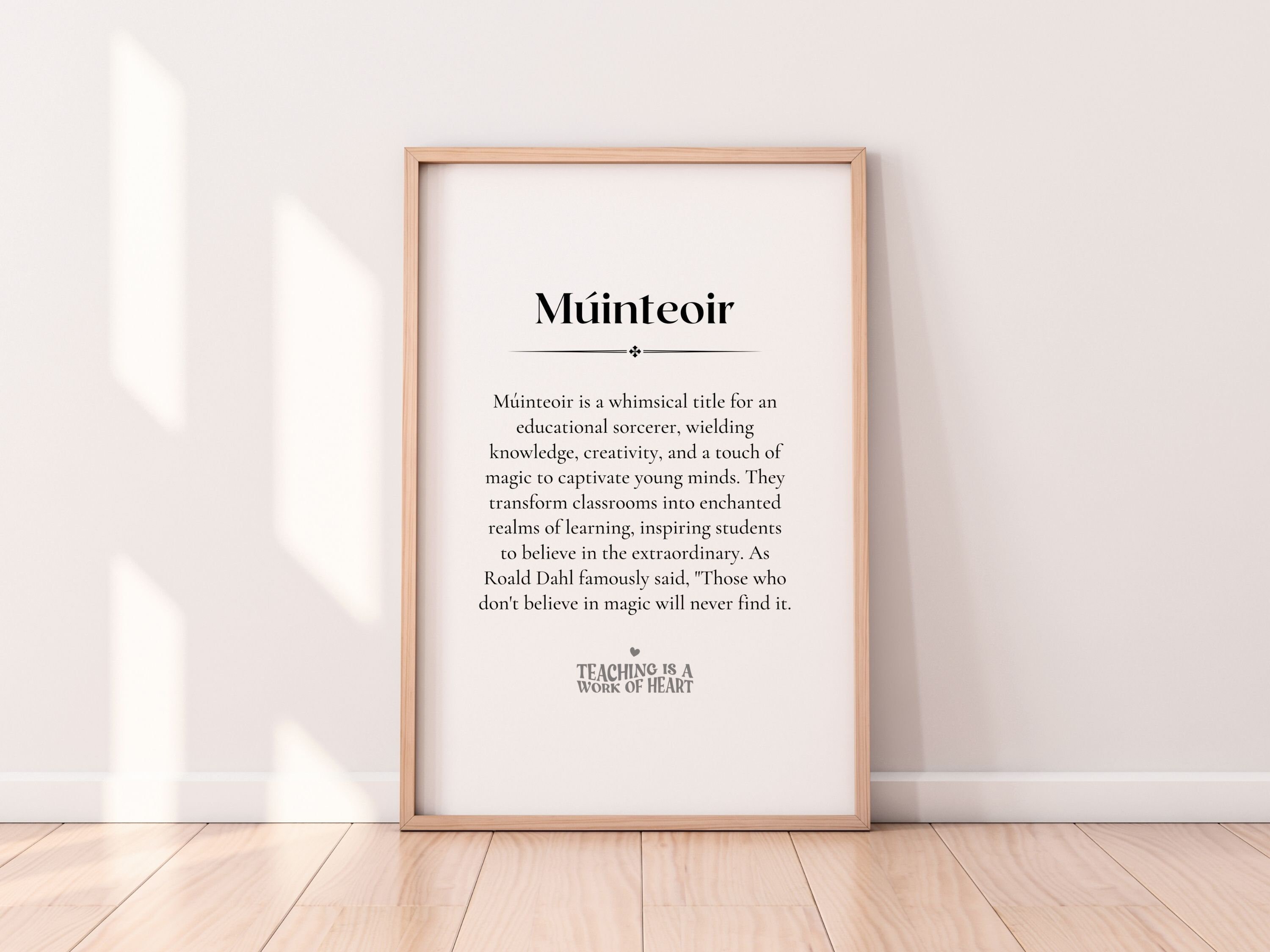 Muinteoir Definition Printable | Teacher Gift | Irish Teacher ...