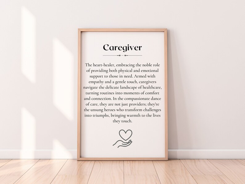 Caregiver Definition Printable Art, Digital Download for Compassionate ...