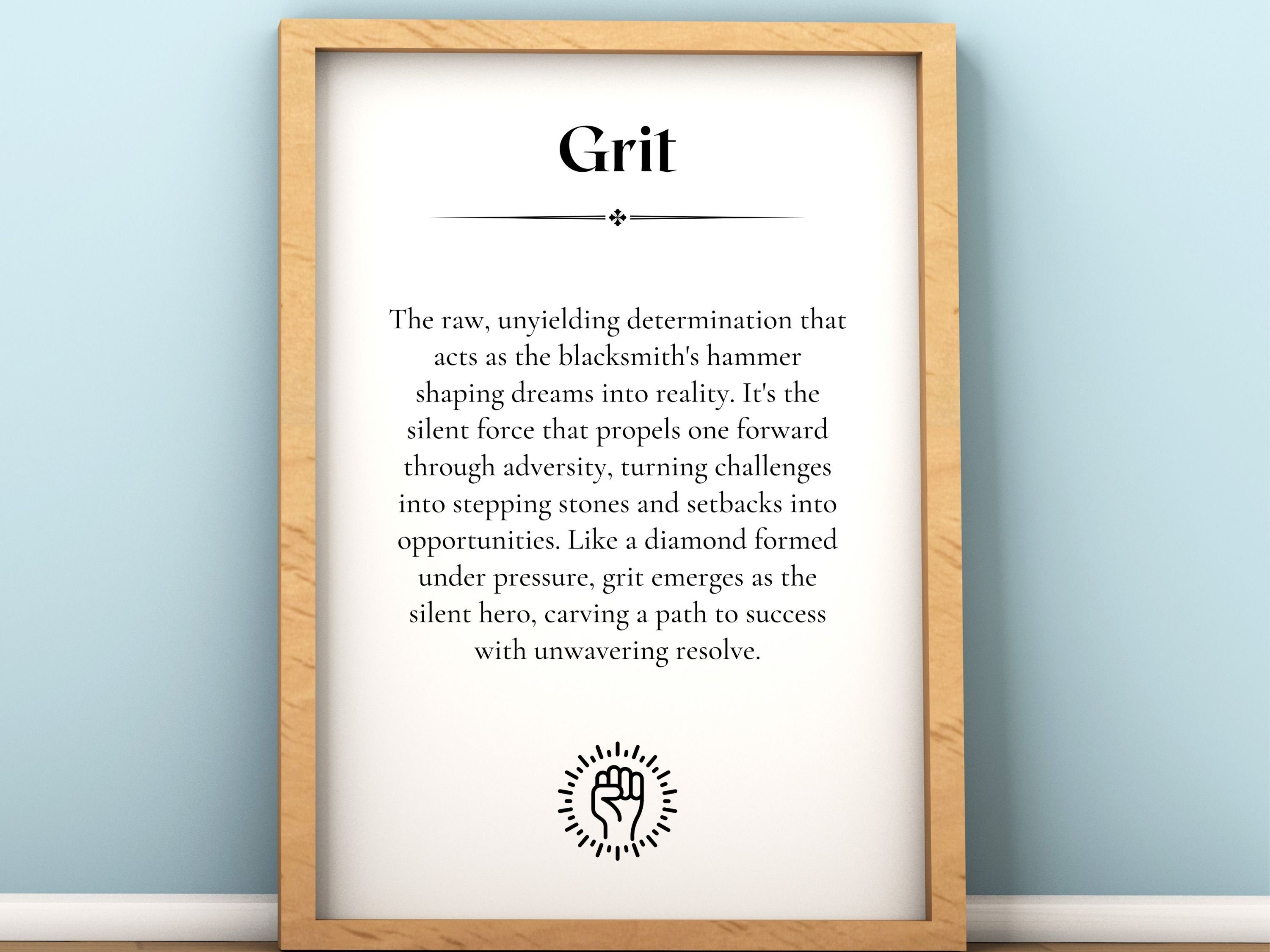 Inspirational Grit Definition Printable Wall Art - Perfect Gift for ...