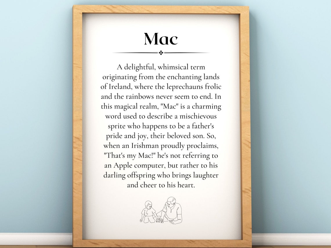 Mac Definition Printable |mac (irish for Son) Wall Art Decor ...