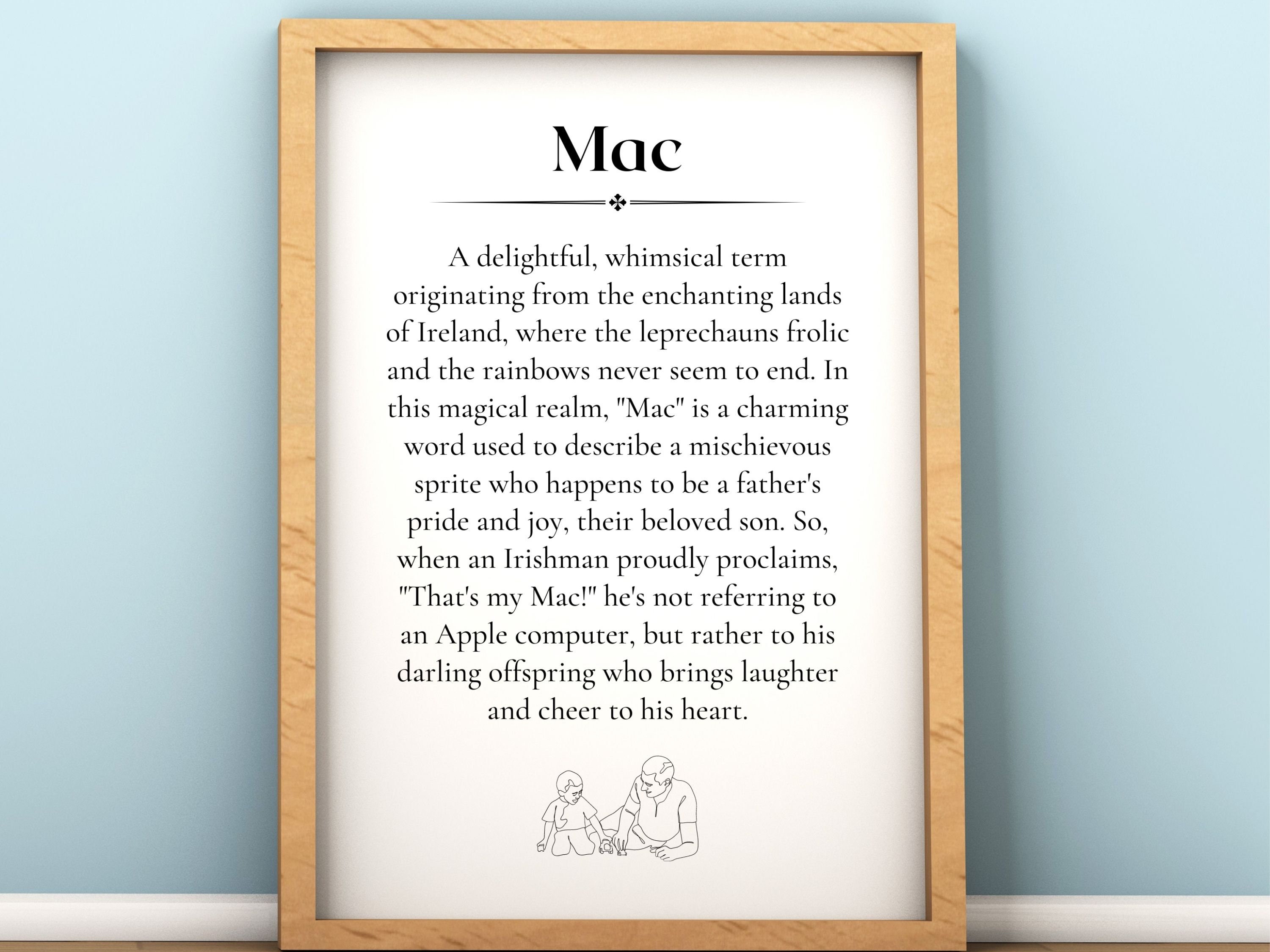 Mac Definition Printable |mac (irish for Son) Wall Art Decor ...