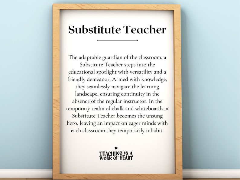 Substitute Teacher Definition Printable Art, Digital Download for ...