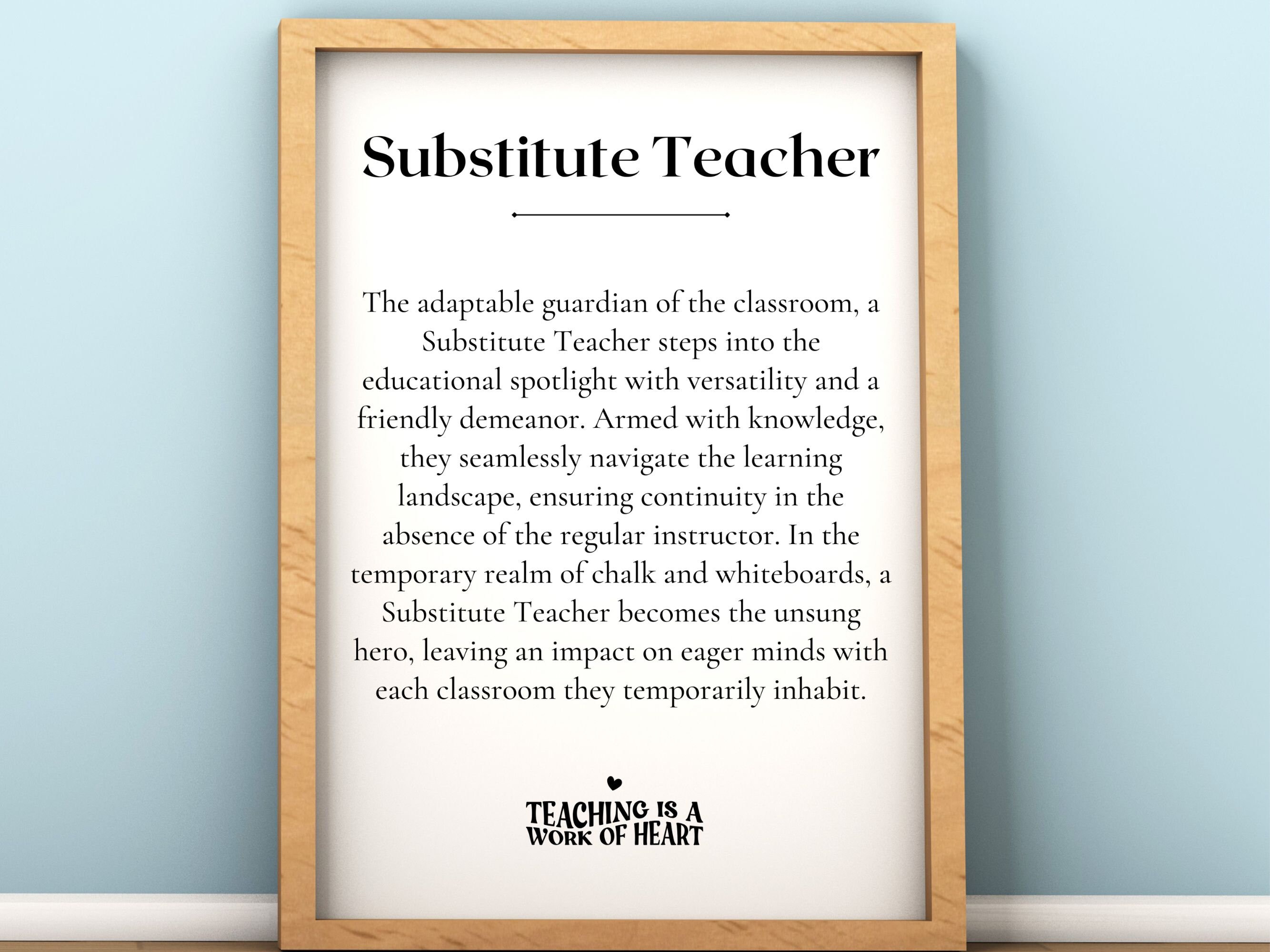 Substitute Teacher Definition Printable Art, Digital Download for ...
