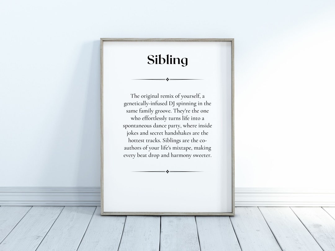 Sibling Definition Printable | Family Wall Art | Brother Sister Quote ...