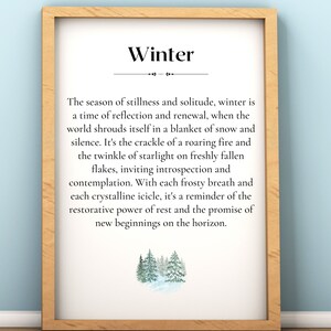 Winter Definition Printable, Seasonal Art, Office Decor, Motivational ...
