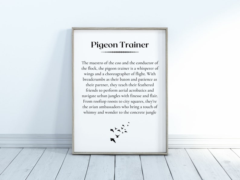 Pigeon Trainer Definition Digital Download | Bird Enthusiast Decor ...