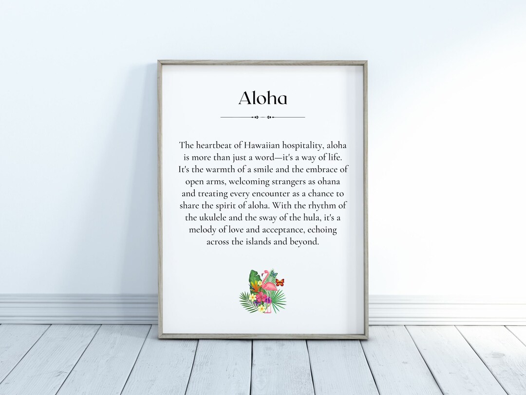 Aloha Definition Printable Wall Art, Hawaiian Decor Digital Download ...