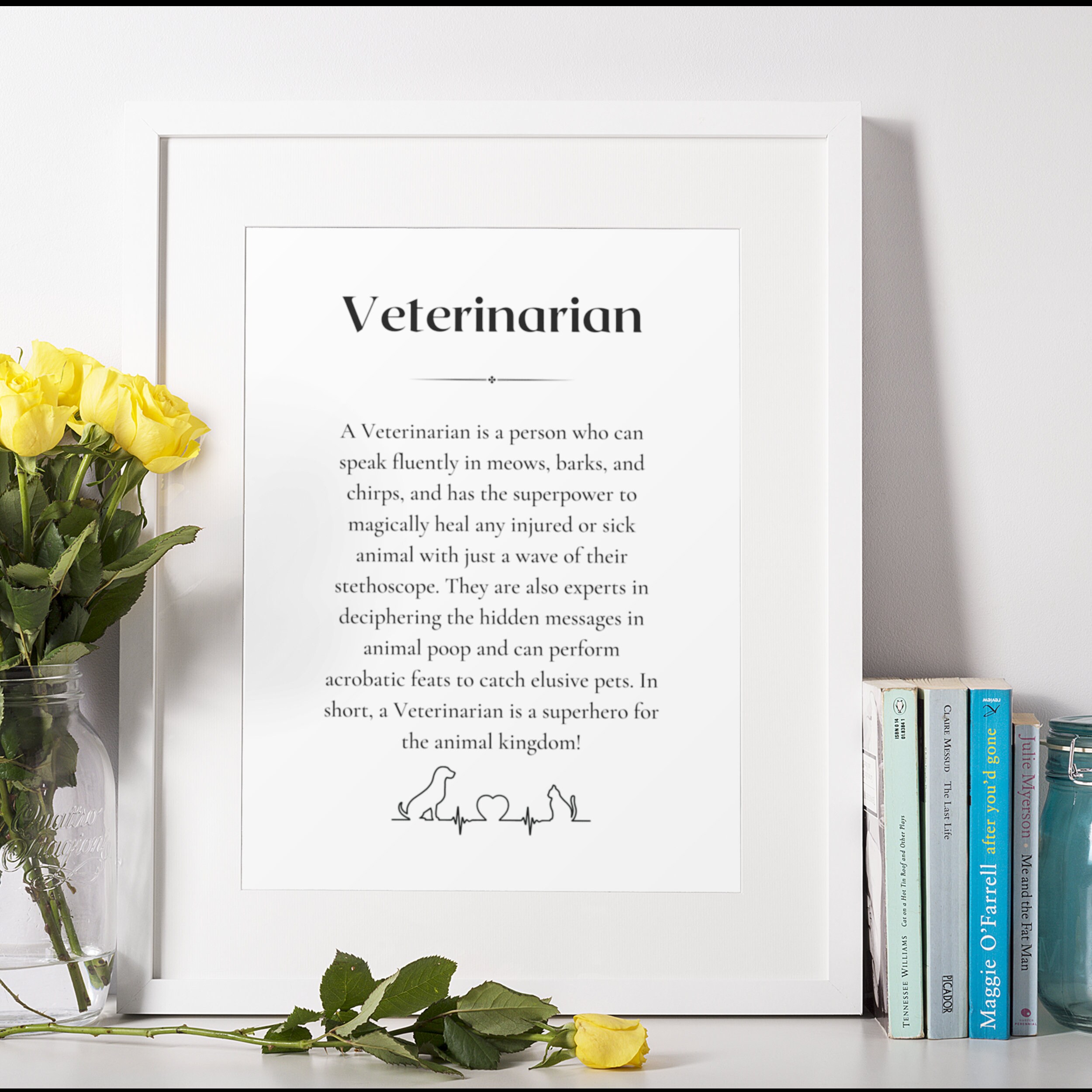 Veterinarian Definition Printable | Vet Thank You Gift | Vet Gift | Pet ...