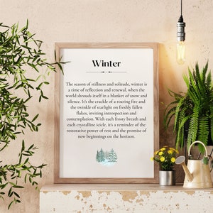 Winter Definition Printable, Seasonal Art, Office Decor, Motivational ...