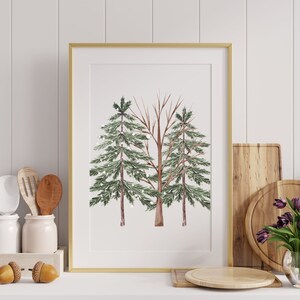 Woodland Christmas Trees Printable Rustic Holiday Gift - Etsy