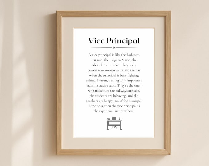 Vice Principal Definition Printable Wall Art, Assistant Principal Gift ...