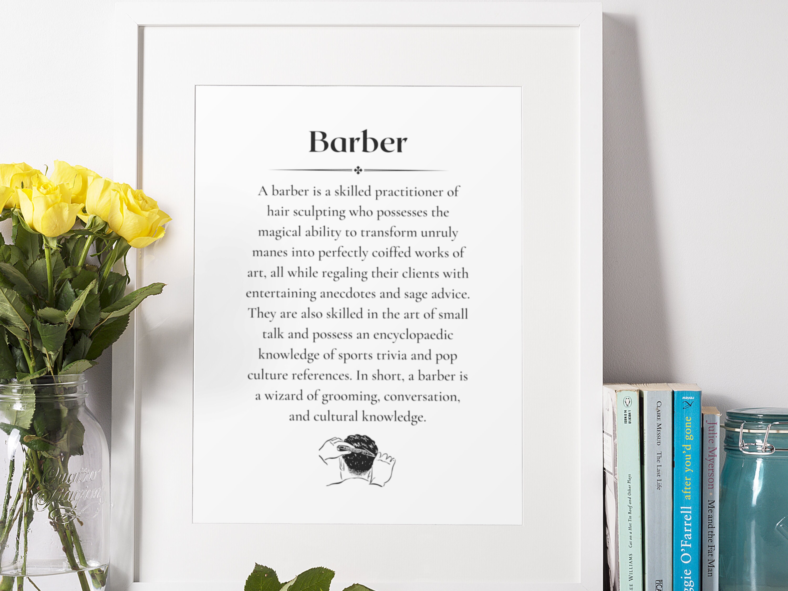Barber Definition Printable Barber Shop Poster Barber Gift Men's ...
