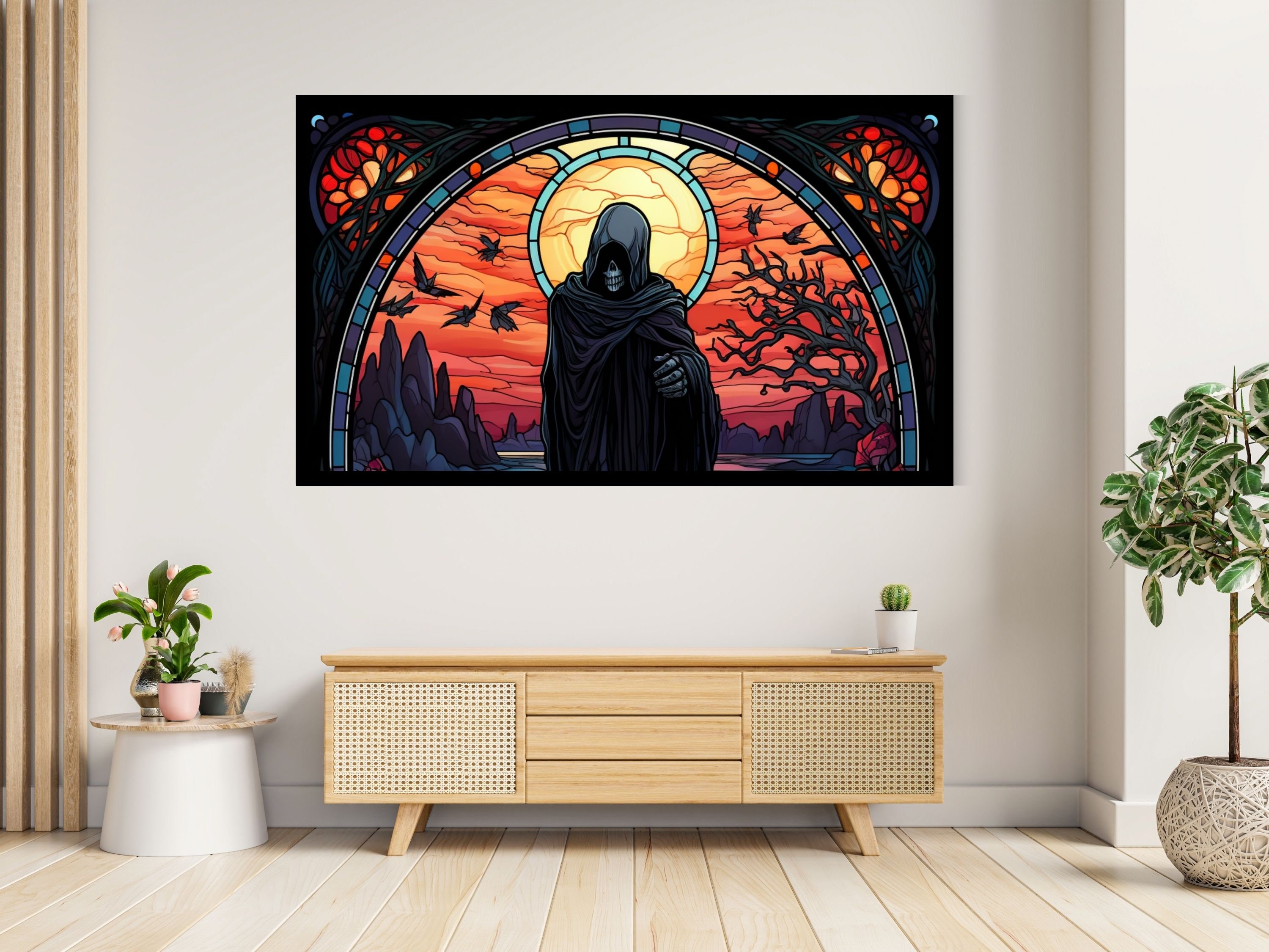 Elegance and Spookiness - Instant Download Grim Reaper Stained Glass ...