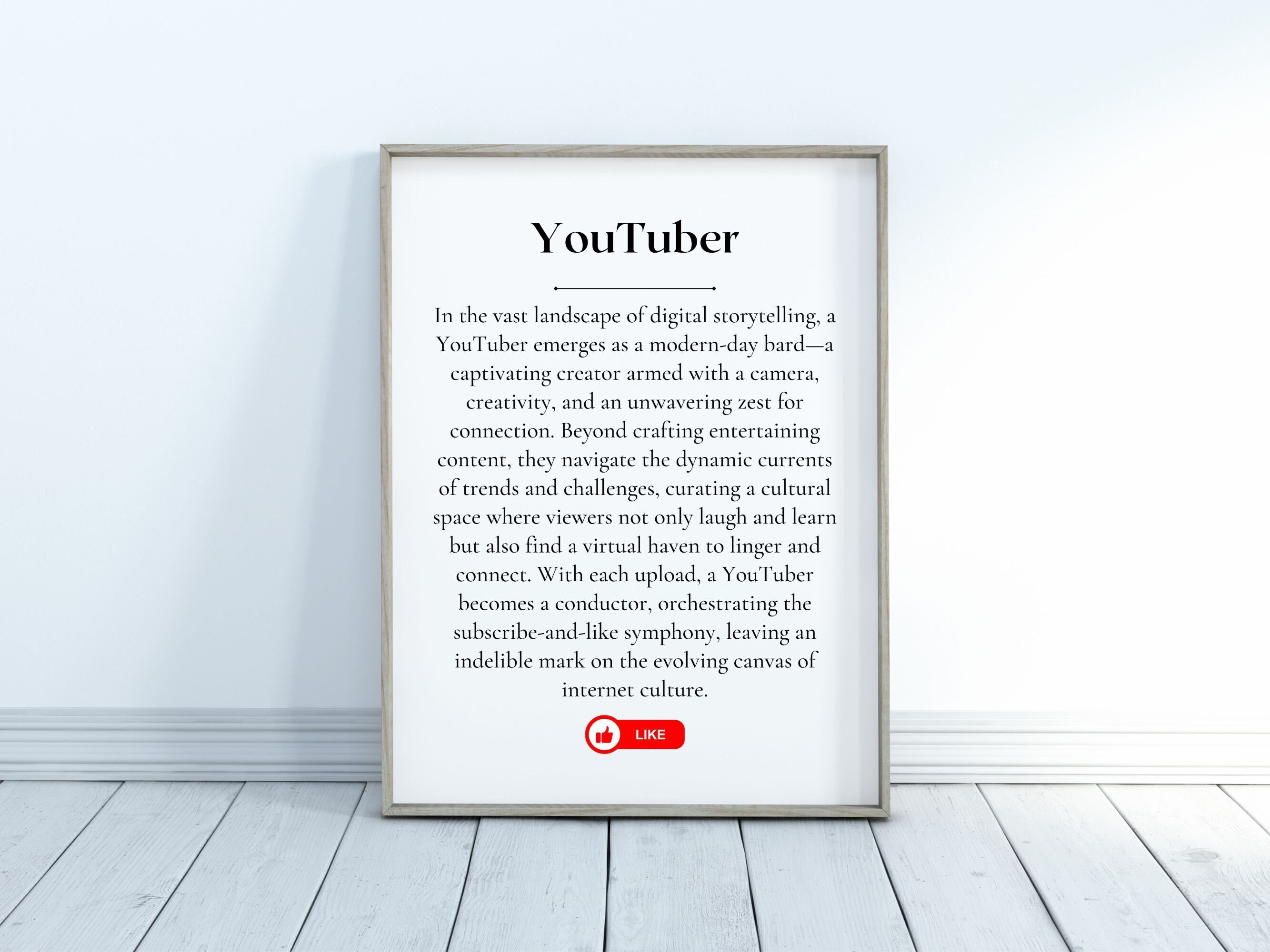 Youtuber Journey: A Definition Printable Art, Digital Download for ...