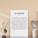 Accountant Definition Printable Wall Art - Office Decor Gift for ...