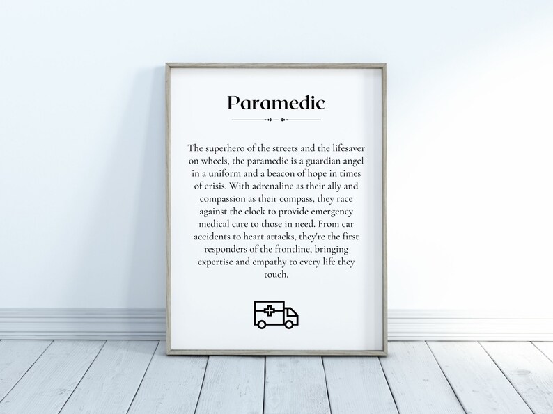 Paramedic Definition Digital Download | EMS Decor | Instant Wall Art ...