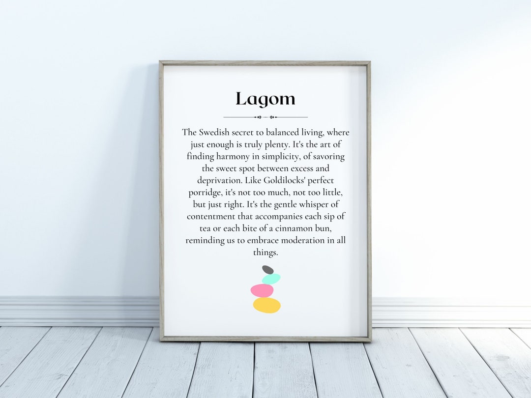 Lagom Definition Printable - Minimalist Typography Wall Art for ...