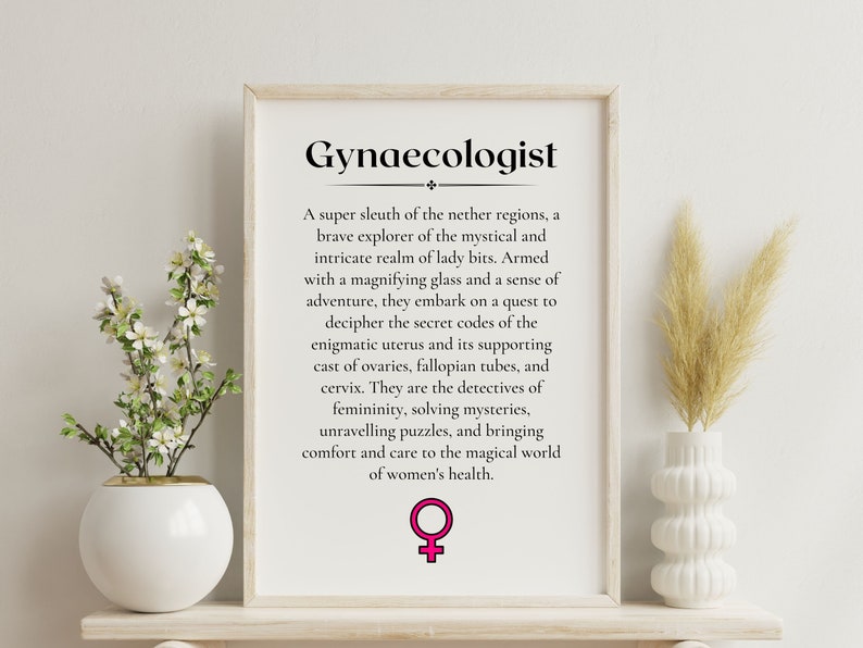 Gynaecologist Definition Printable | Feminine Health Art | Obstetrics & Gynecology Wall Art ...