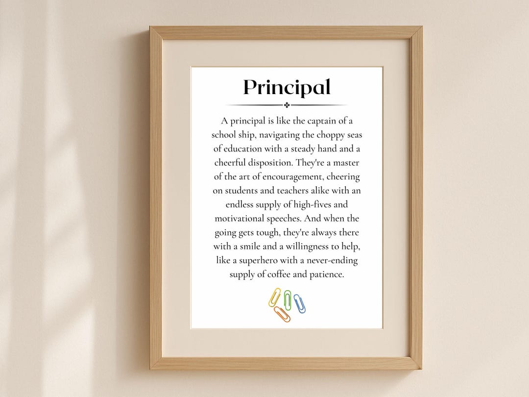 Principal Definition Printable | Meaningful Gift for School Leader ...
