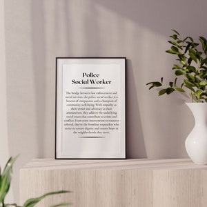 Police Social Worker Definition Printable, Law Enforcement Gift, Office ...