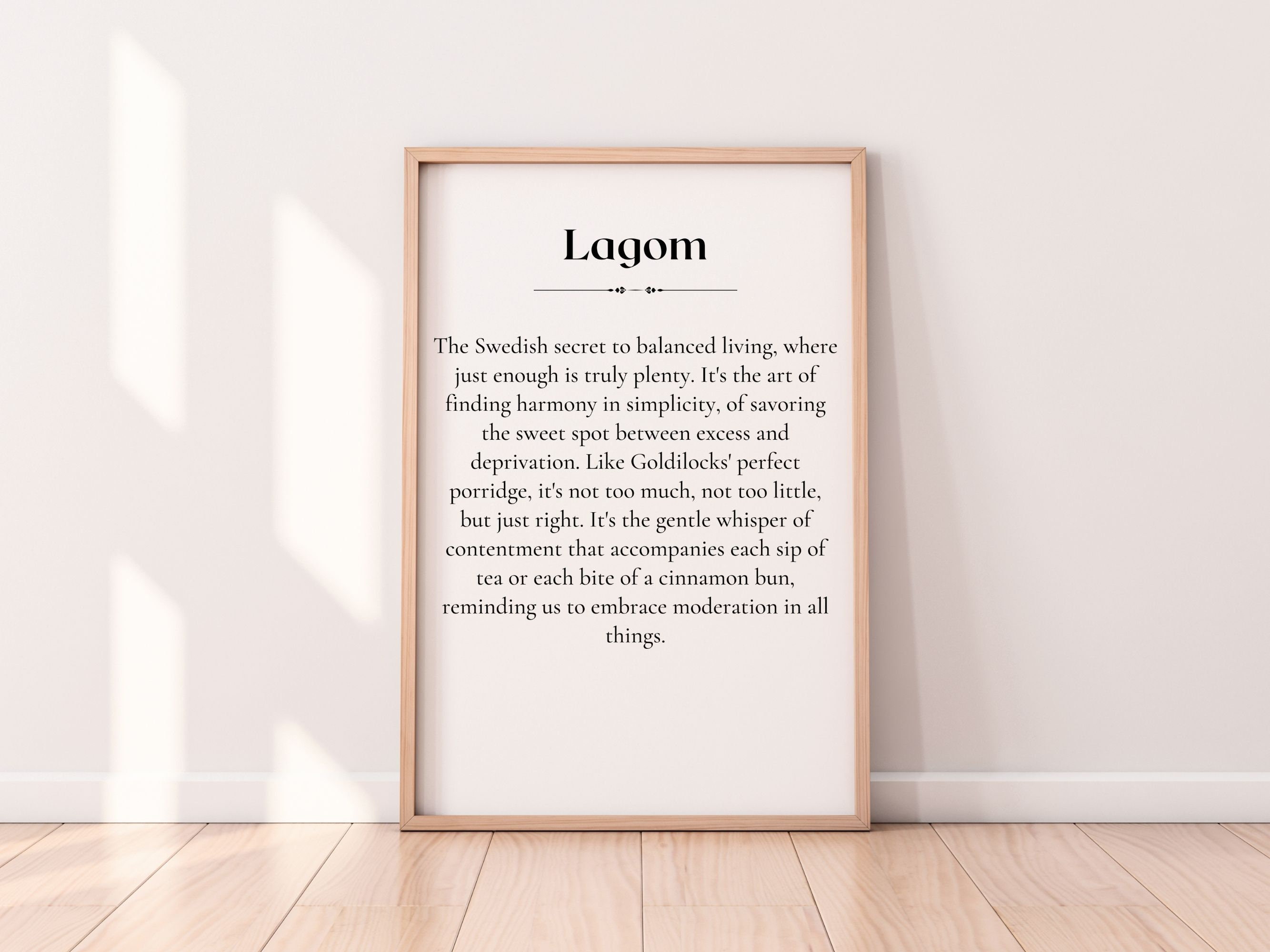 Lagom Definition Printable - Minimalist Typography Wall Art for ...
