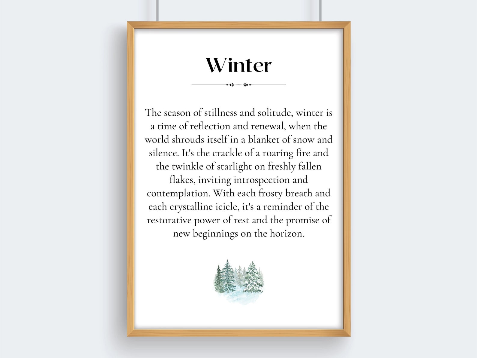 Winter Definition Printable, Seasonal Art, Office Decor, Motivational ...