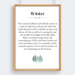 Winter Definition Printable, Seasonal Art, Office Decor, Motivational ...