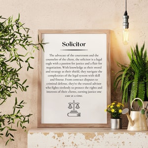 Solicitor Definition Printable, Legal Profession Gift, Motivational Art ...