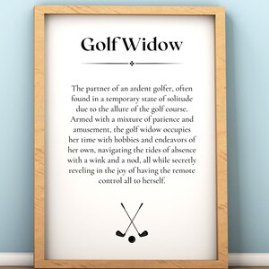 Golf Widow Definition Printable - Instant Download Wall Art for Home ...