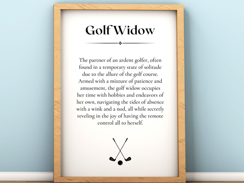Golf Widow Definition Printable - Instant Download Wall Art for Home ...