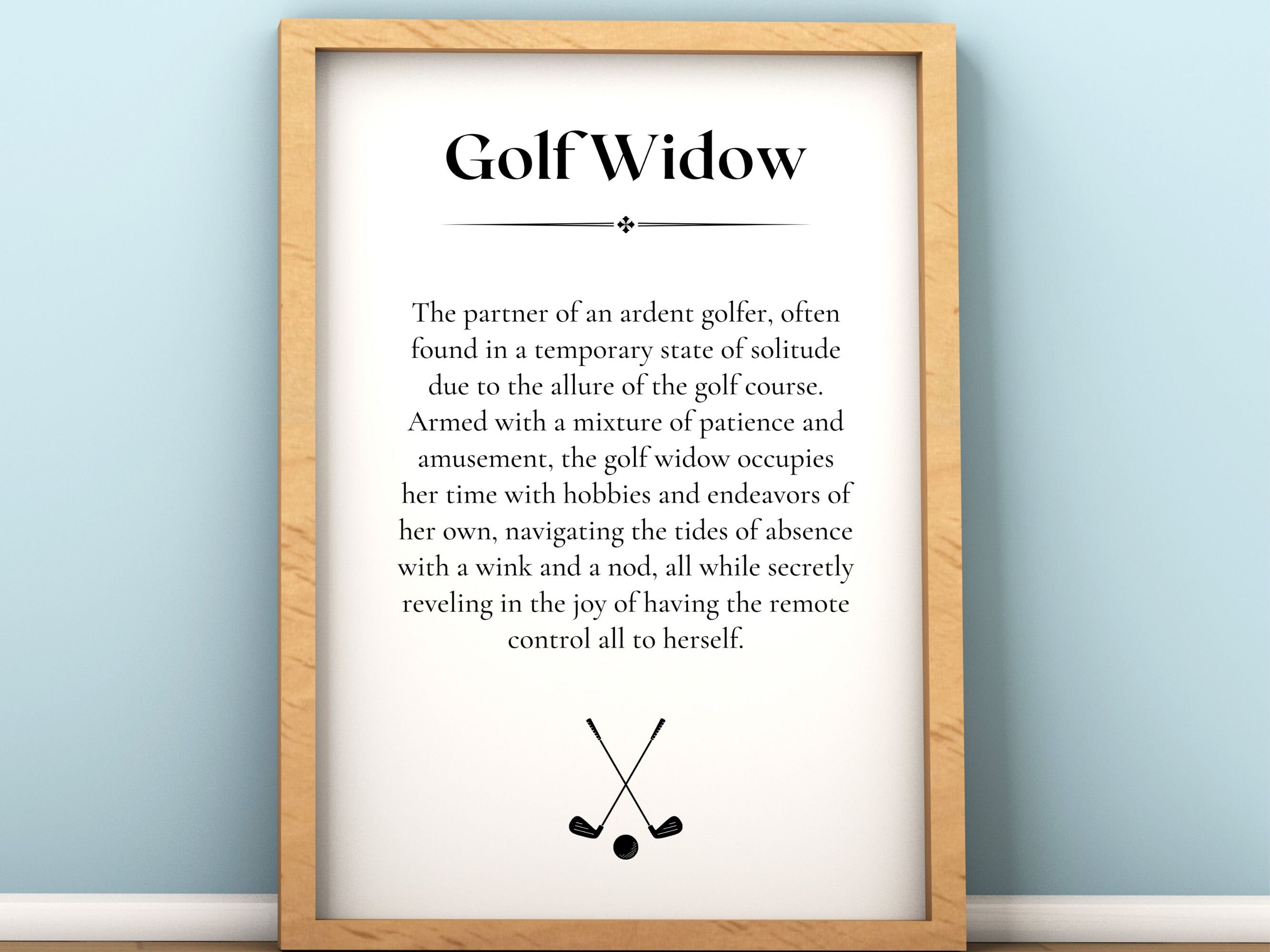 Golf Widow Definition Printable - Instant Download Wall Art for Home ...