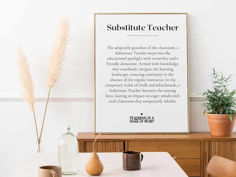 Substitute Teacher Definition Printable Art, Digital Download for ...