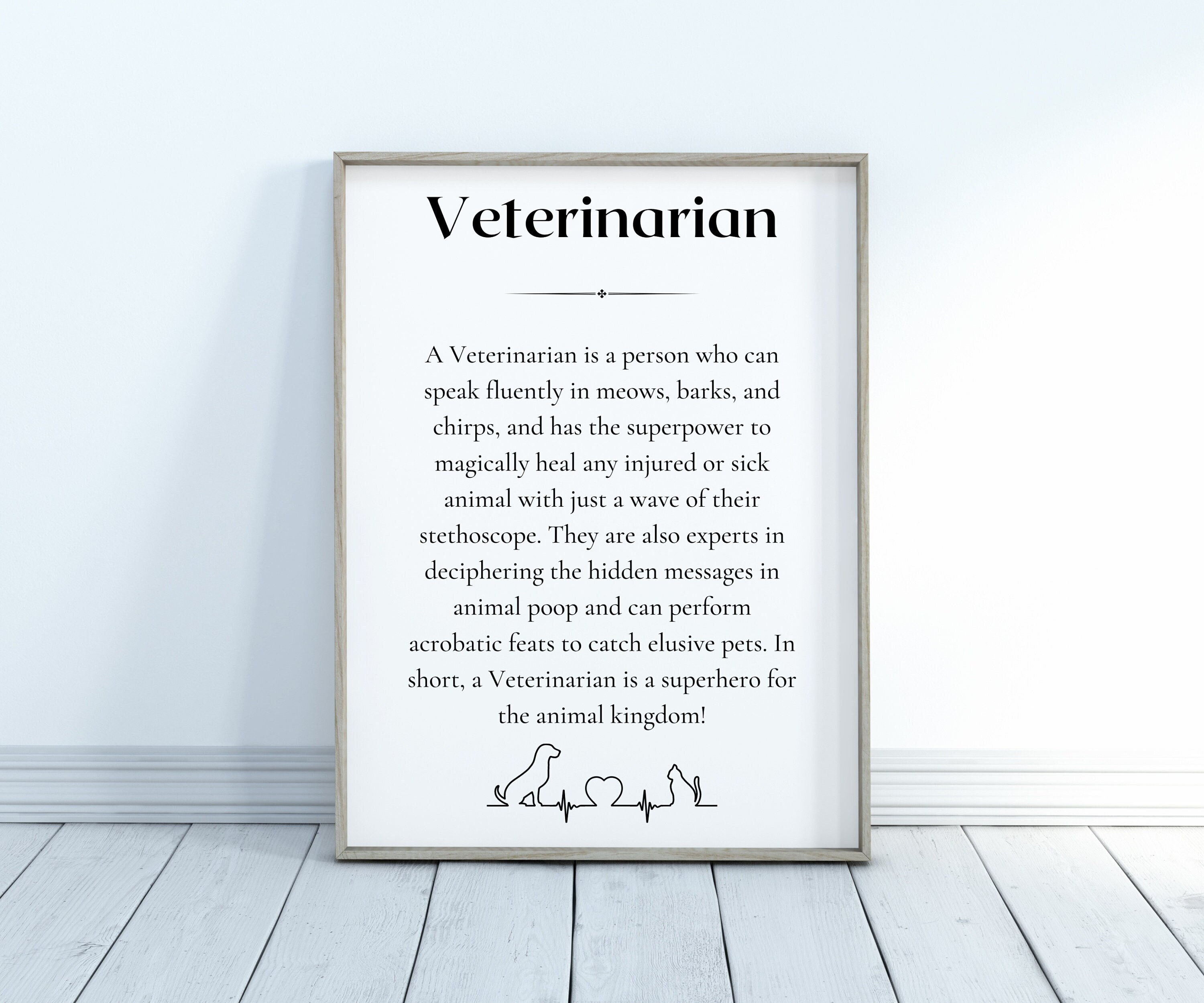 Veterinarian Definition Printable | Vet Thank You Gift | Vet Gift | Pet ...