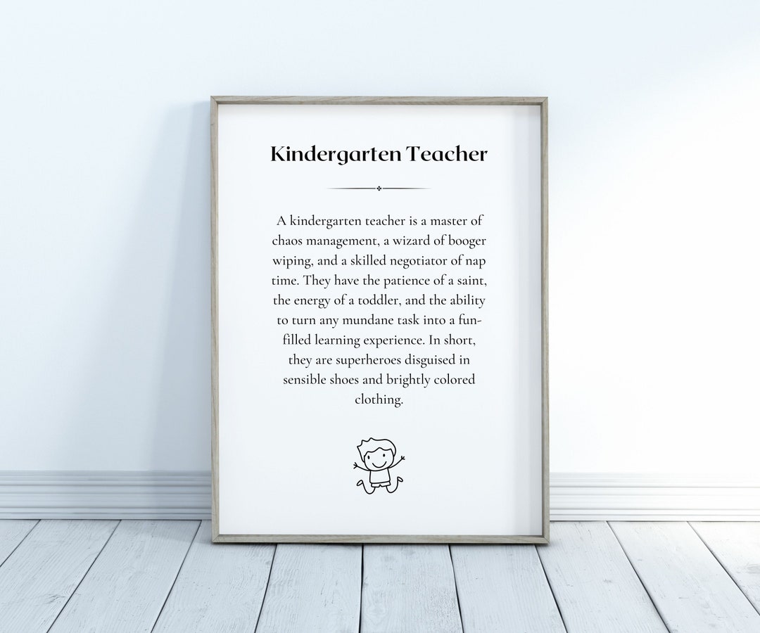 Kindergarten Teacher Definition Printable | Teacher Gift | Primary ...