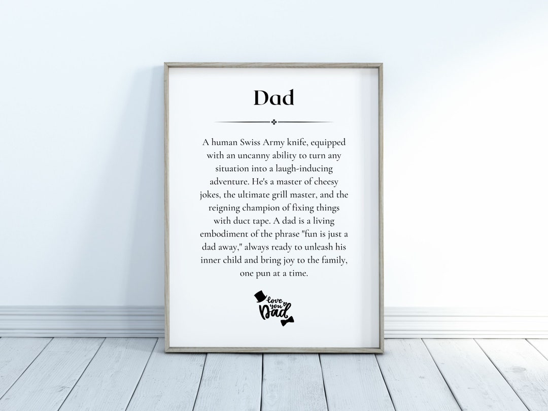 Dad Definition Printable | Father Print | Daddy Gift | Gift for Dad ...