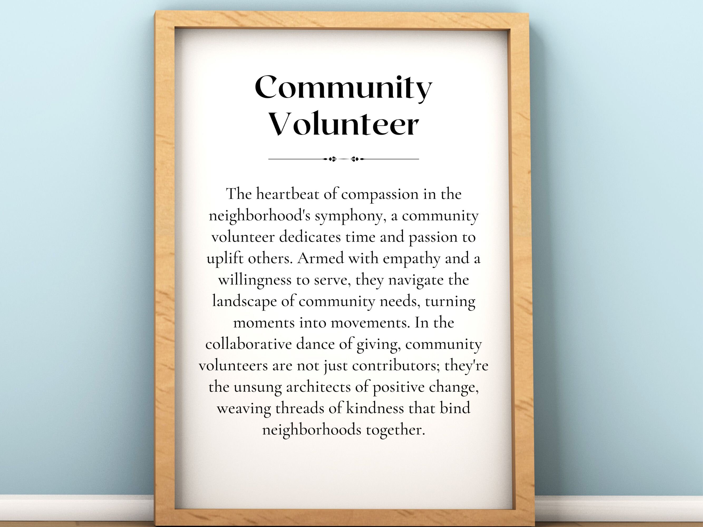 Community Volunteer Definition Printable | Thoughtful Wall Art ...