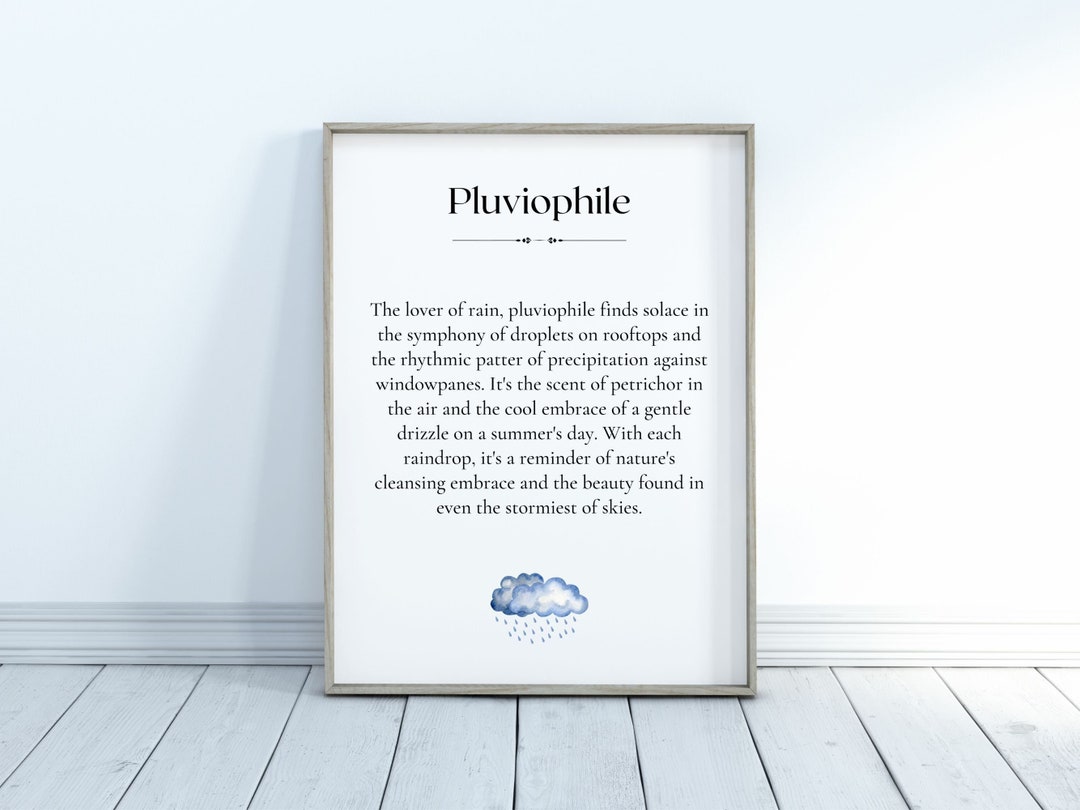 Pluviophile Definition Printable Wall Art, Rain Lover Decor Digital ...