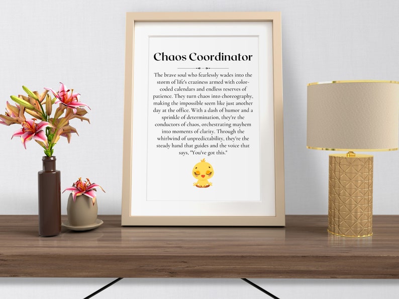 Chaos Coordinator Definition Printable - Stylish Typography Wall Art ...