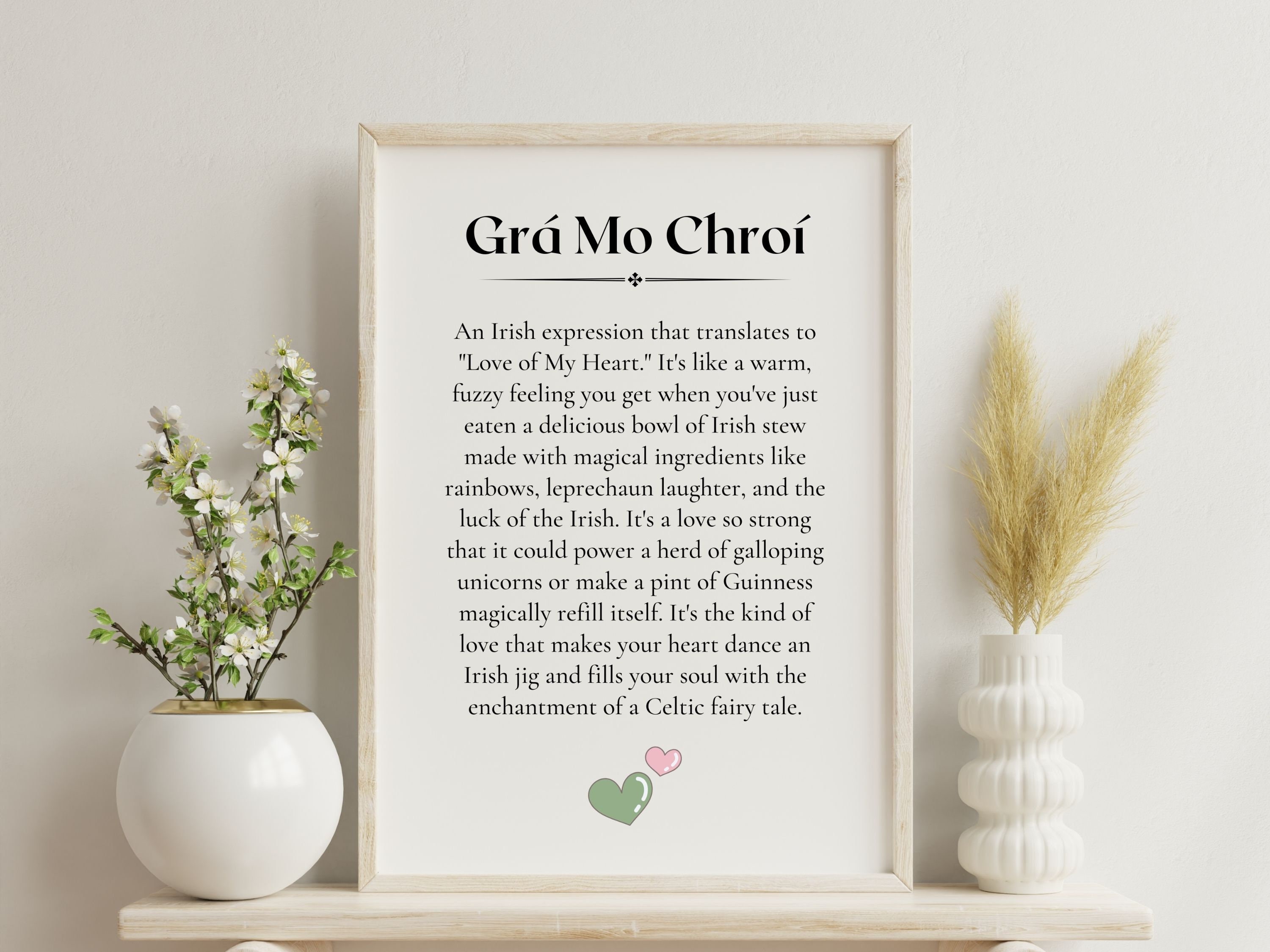 Gra Mo Chroi Definition Printable Wall Art Irish Gift Idea Celtic Love ...
