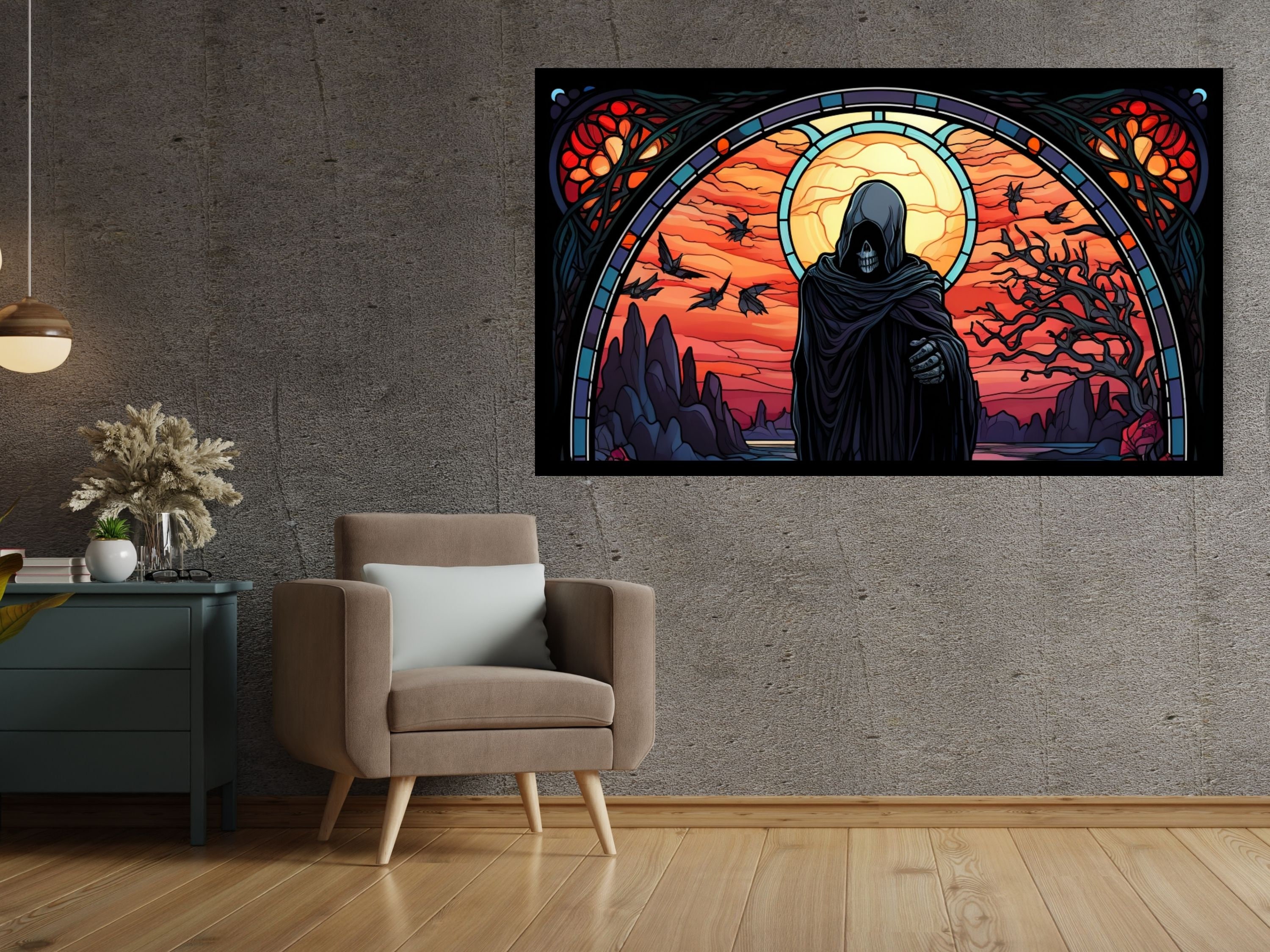 Elegance and Spookiness - Instant Download Grim Reaper Stained Glass ...